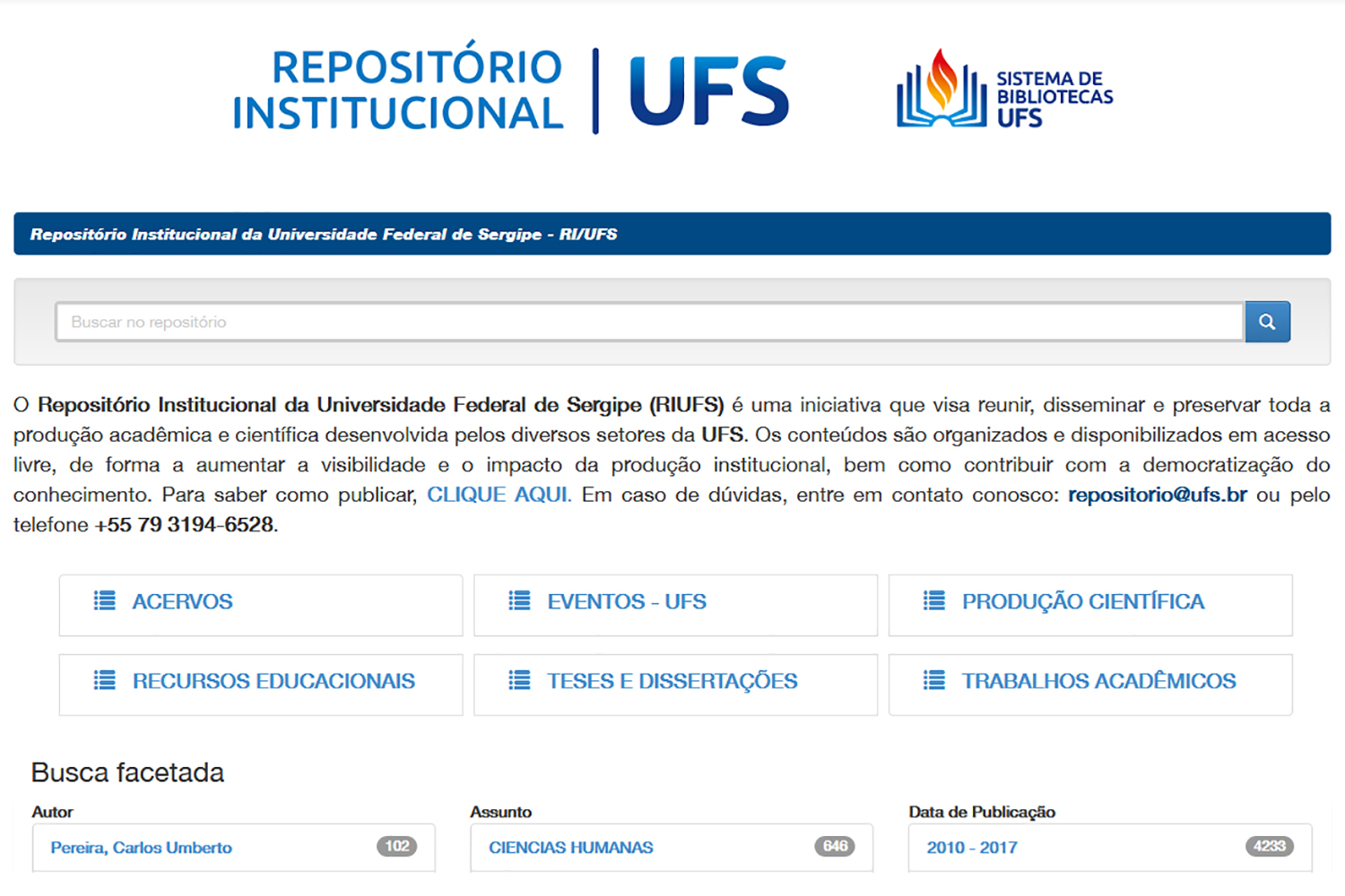 Portal UFS - Novo site do Repositório Institucional da UFS já está no ar